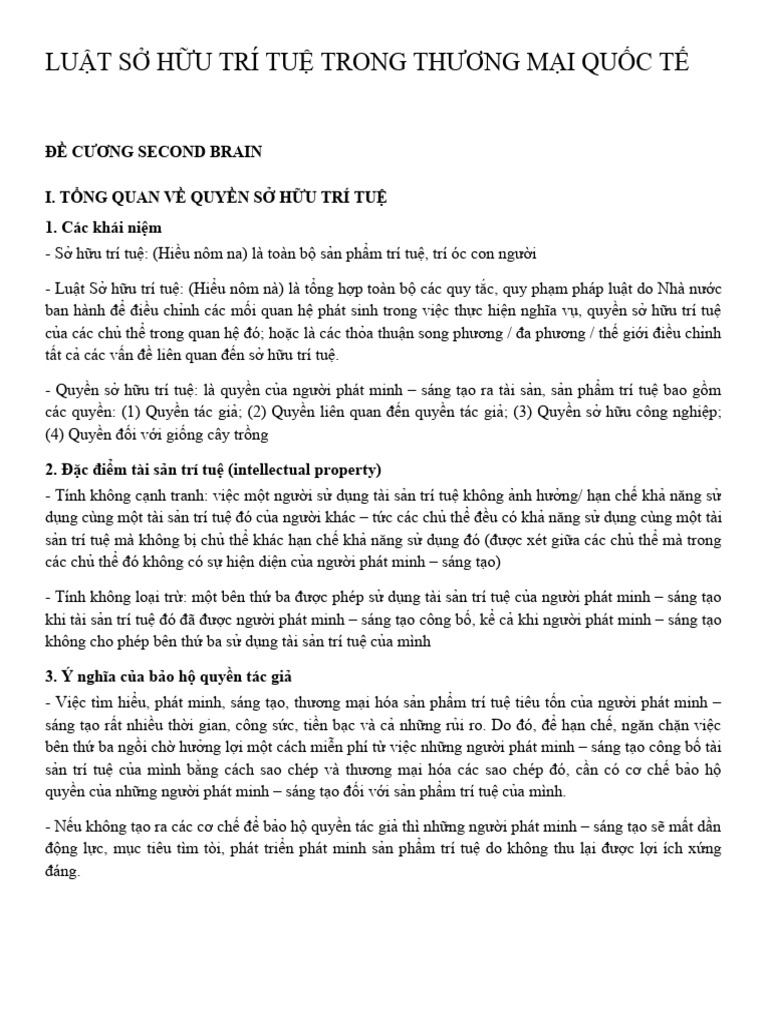 Ly Thuyet Luat So Huu Tri Tue Trong Thuong Mai Quoc Te | PDF