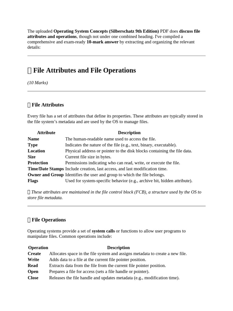 The Uploaded Operating System Concepts | PDF | Computer File | File System