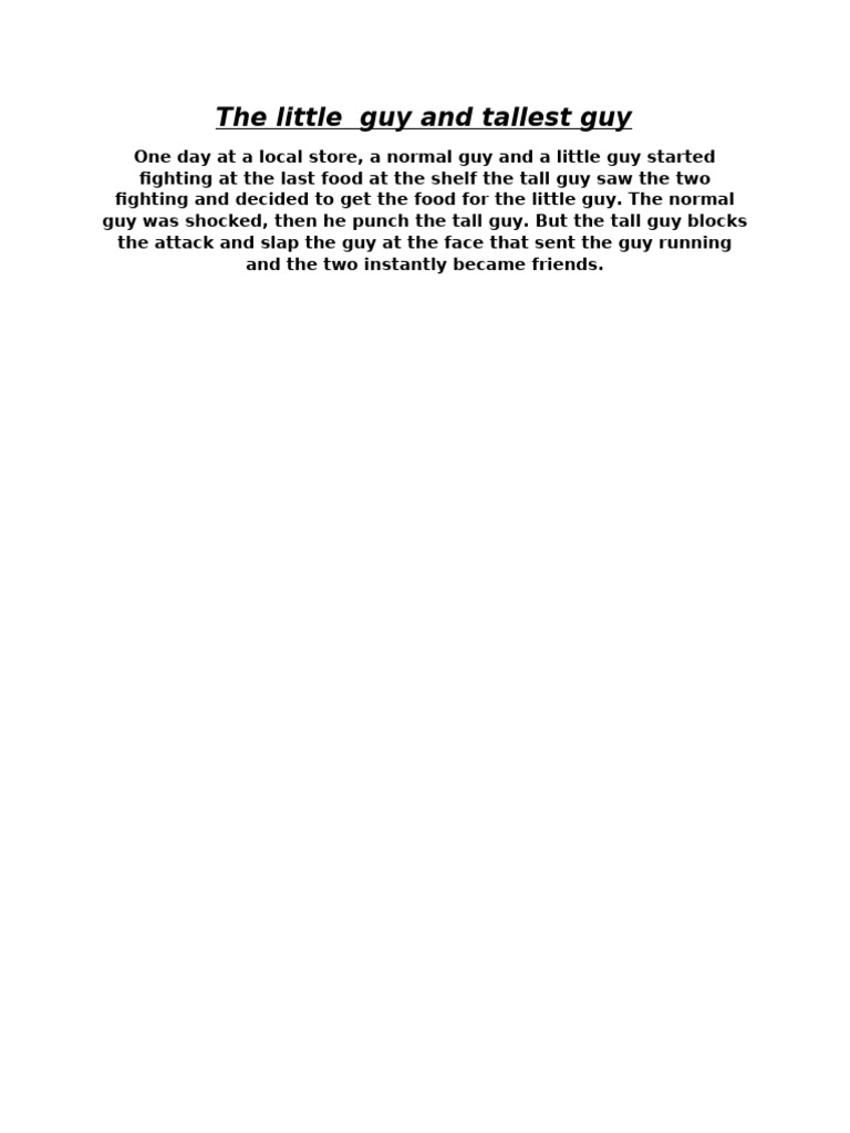 The Little Guy and Tallest Guy | PDF