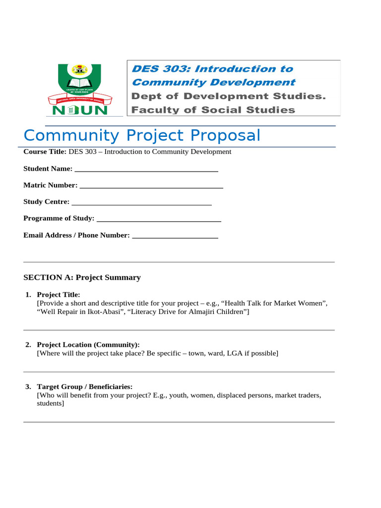 NOUN DES 303 Community Project Proposal | PDF