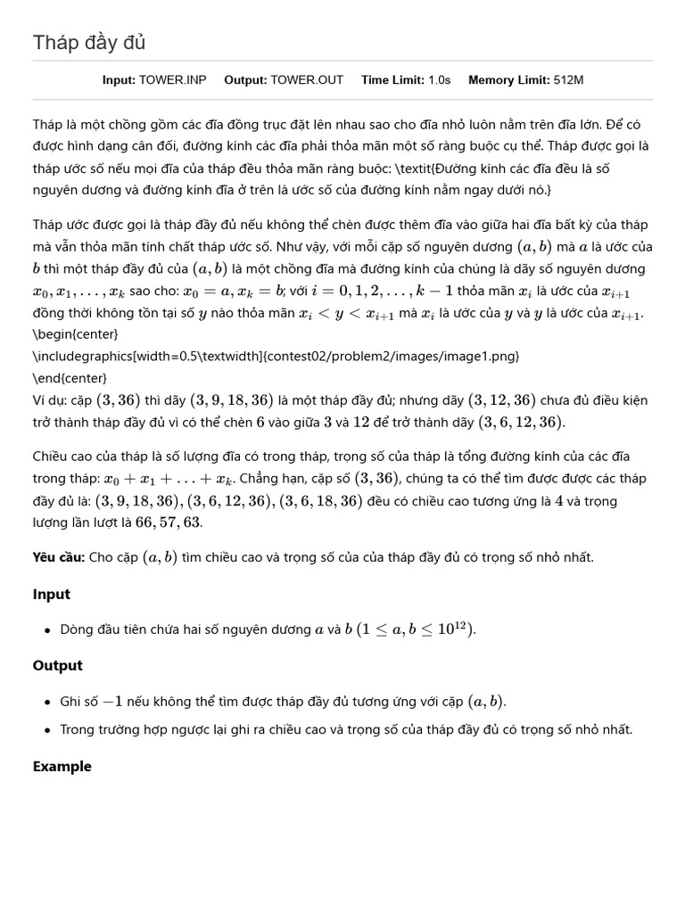 Tháp Đầy Đủ - AlgoMaster Online Judge | PDF