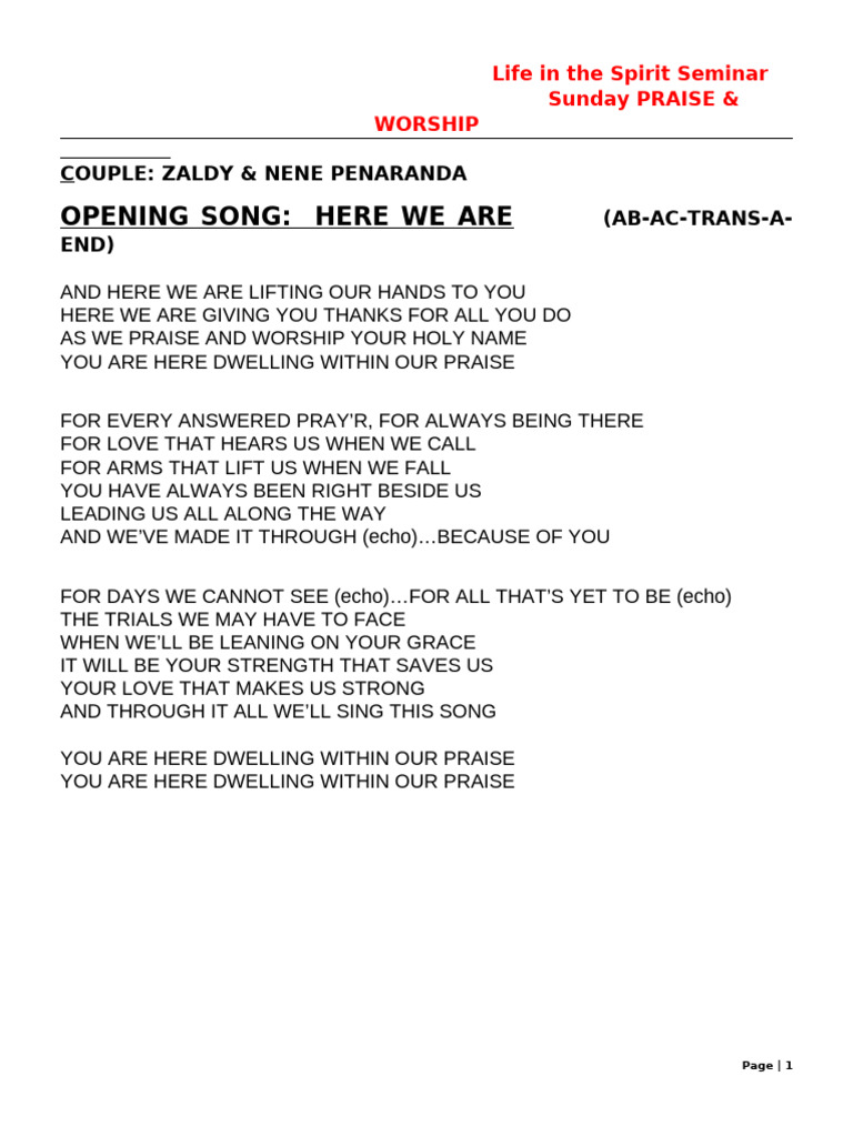 7 Sunday Praise and Worship Lss 38 | PDF | Glory (Religion ...