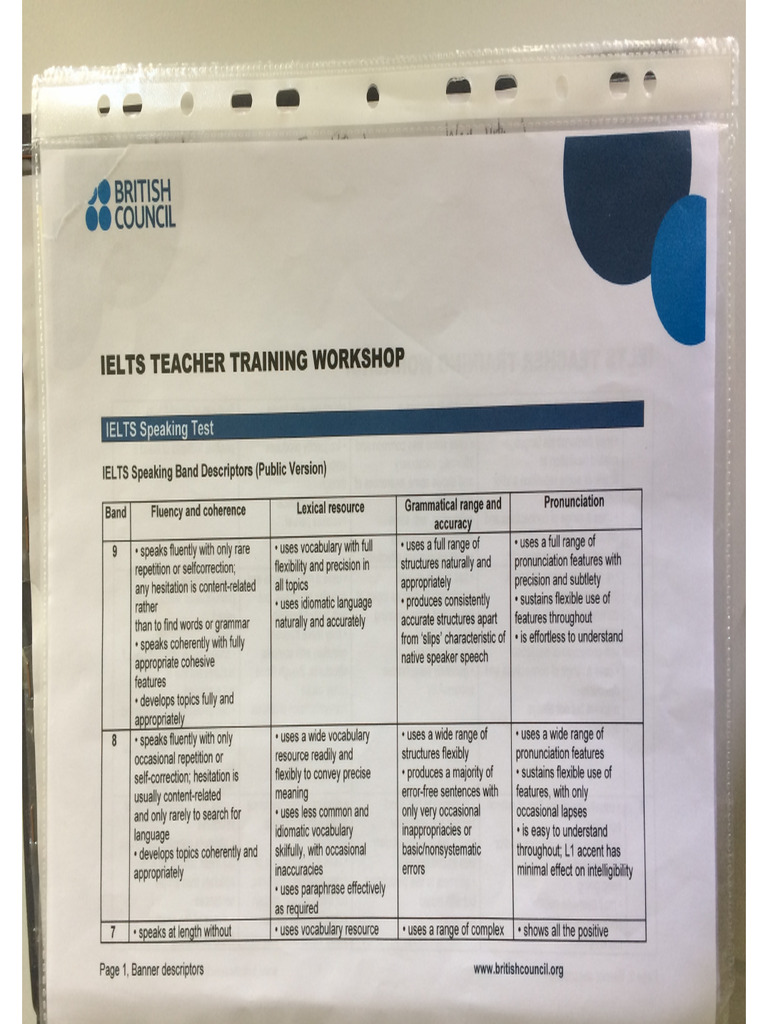 SpeakingGrid1 (Ielts) | PDF