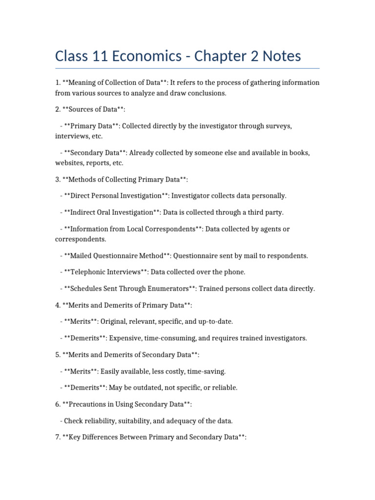 Class 11 Economics Chapter 2 Notes | PDF