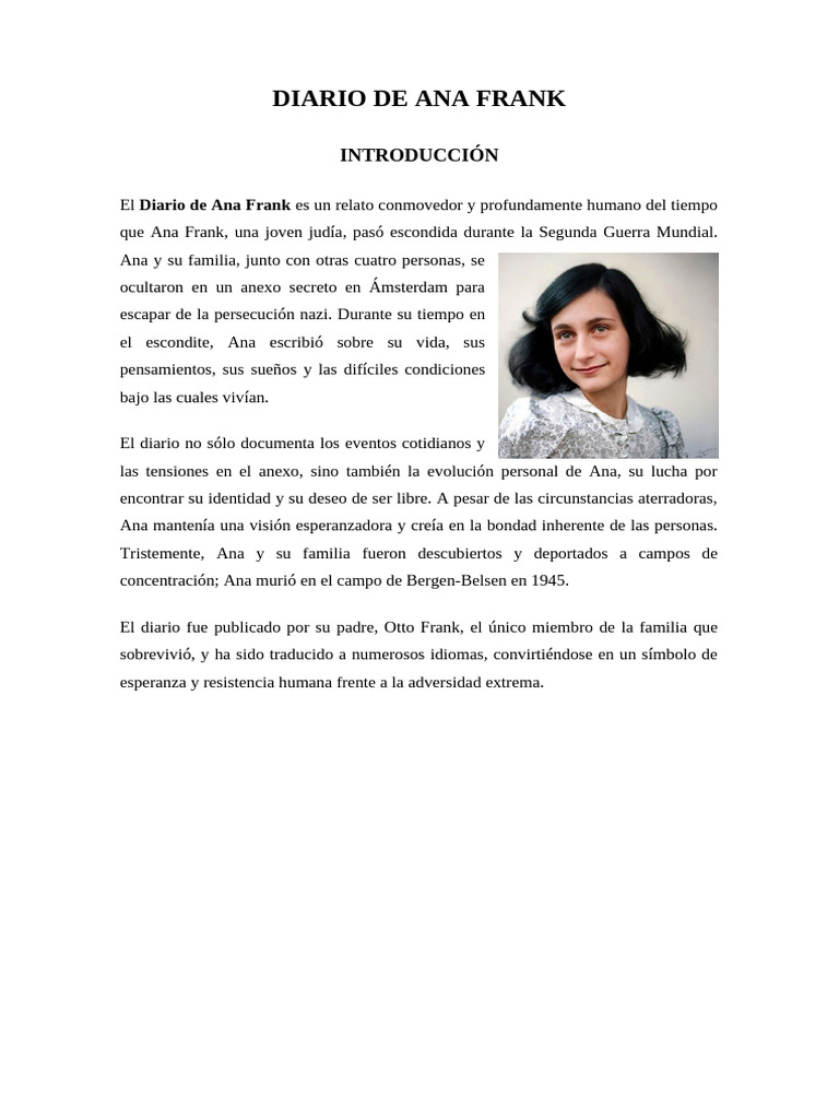 La vida de Ana Frank en su diario | PDF | Anne Frank