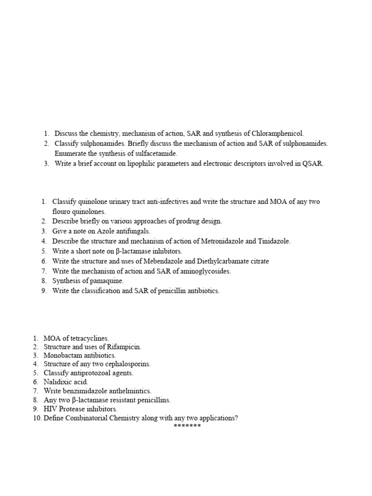 Medicinal Chemistry III - MGR University - Question Paper 2021 ...