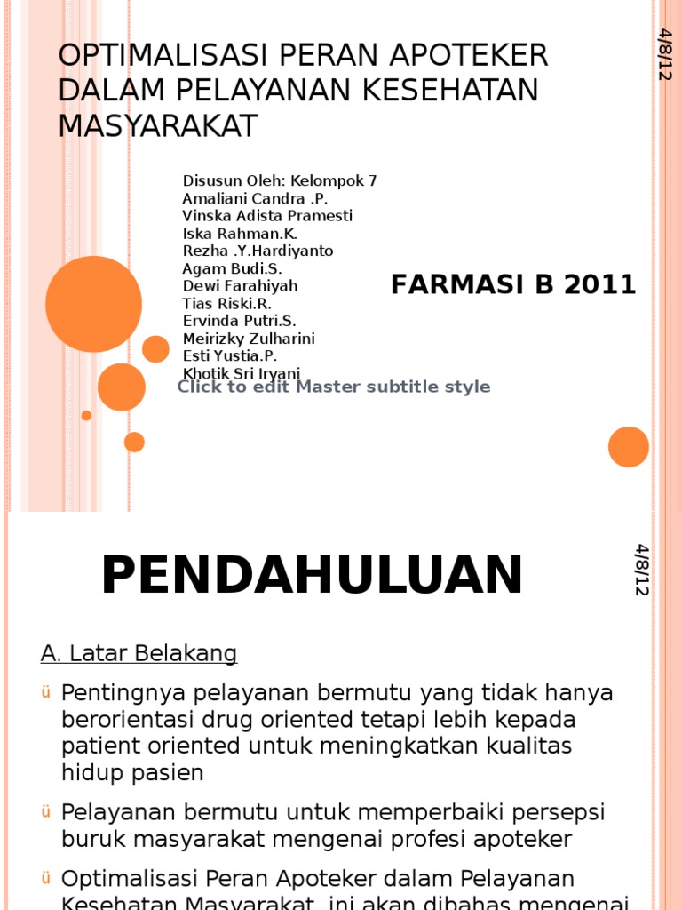 Optimalisasi Peran Apoteker Dalam Pelayanan Kesehatan Masyarakat | PDF | Pengembangan Diri