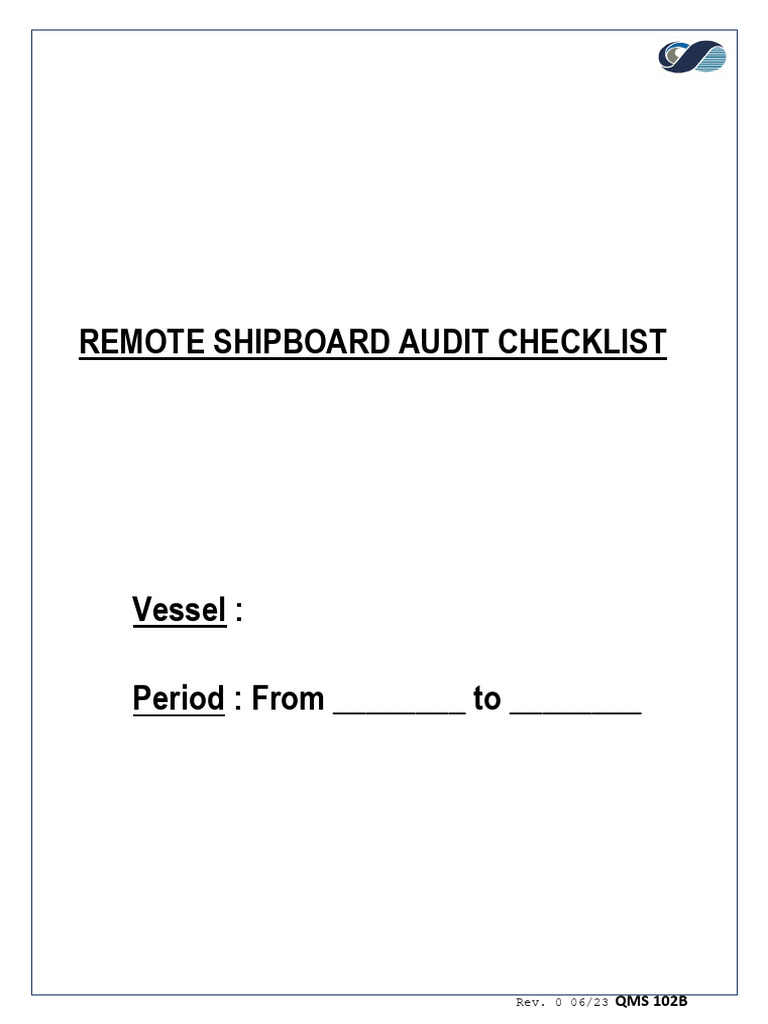 REMOTE SHIP AUDIT CL - qms102b | PDF | Oil Tanker