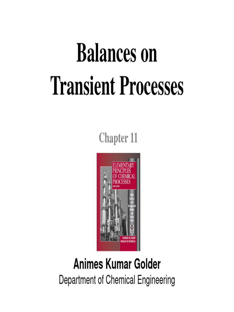 Transient Process Balances in Chemical Engineering | PDF | Chemical ...