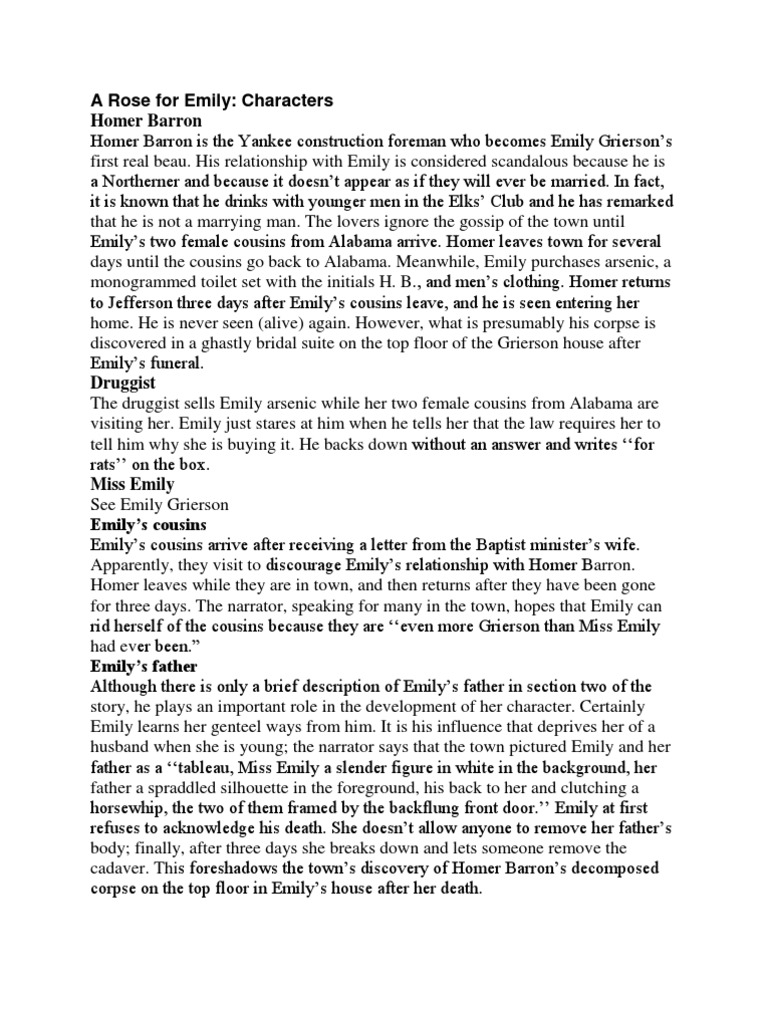 A Rose For Emily Characters | PDF