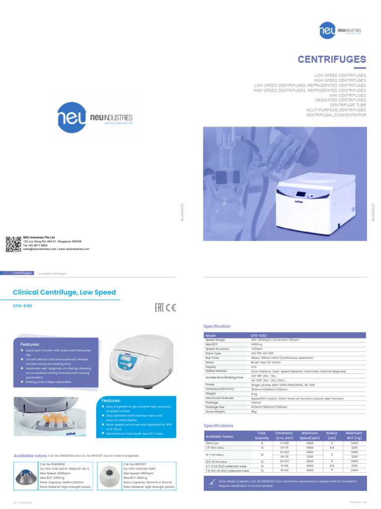 CFGR-18.5JP High Speed Refrigerated Centrifuge | PDF | Centrifuge ...