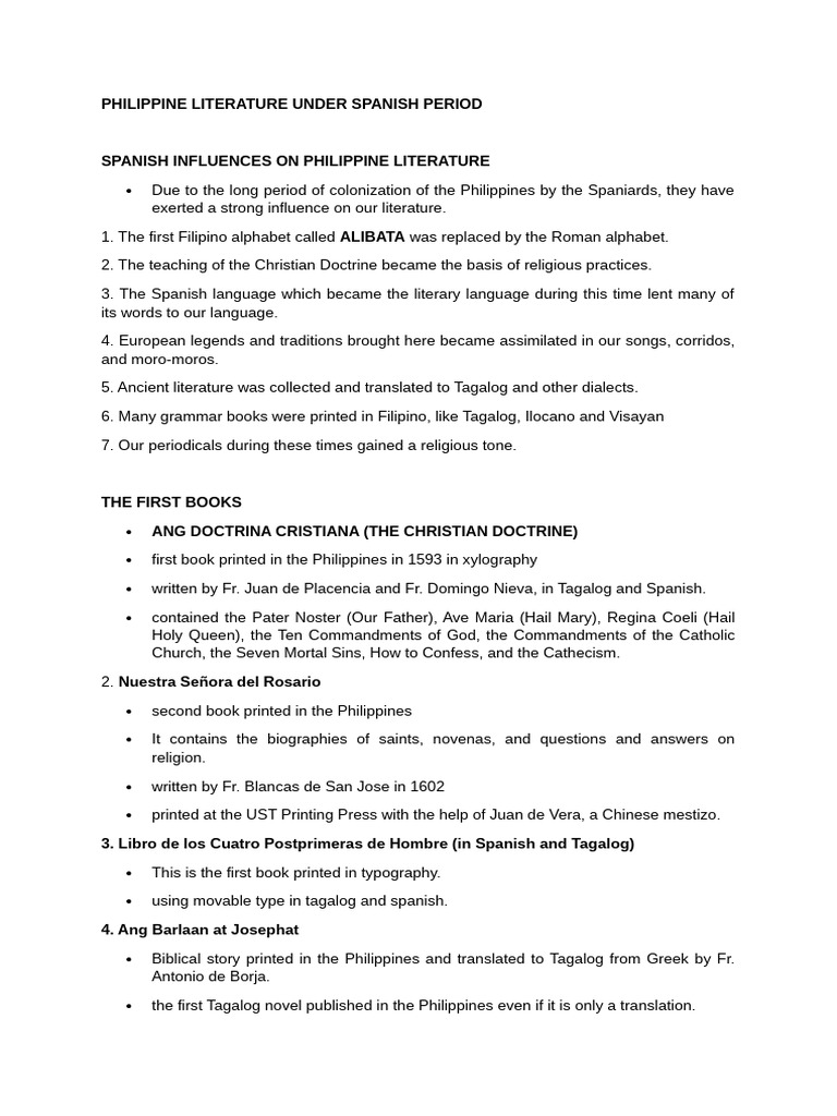 Spanish Impact on Filipino Literature | PDF | Tagalog Language | Poetry
