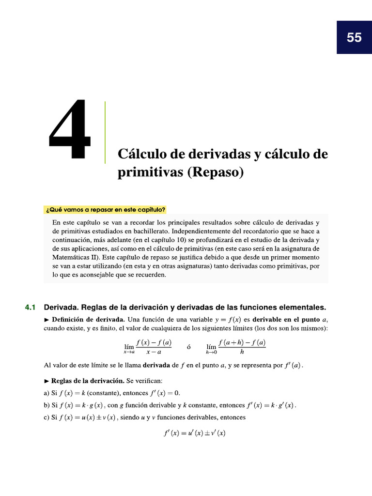 Capítulo 4 Derivadas Integ | PDF