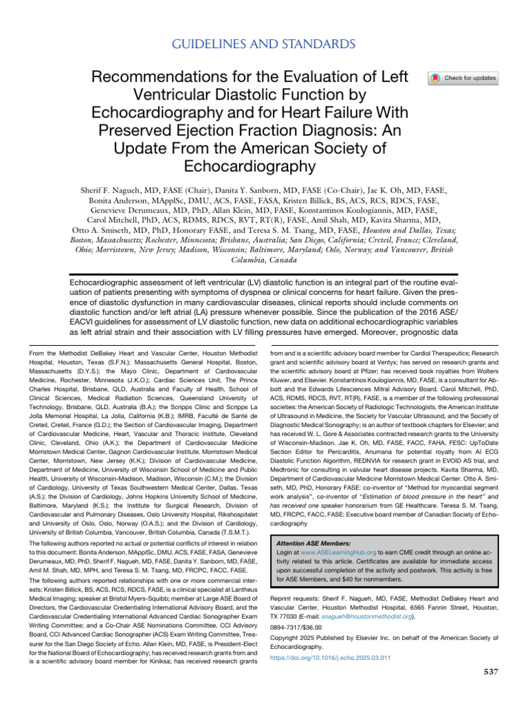 Left Ventricular Diastolic Function | PDF | Echocardiography | Diastole
