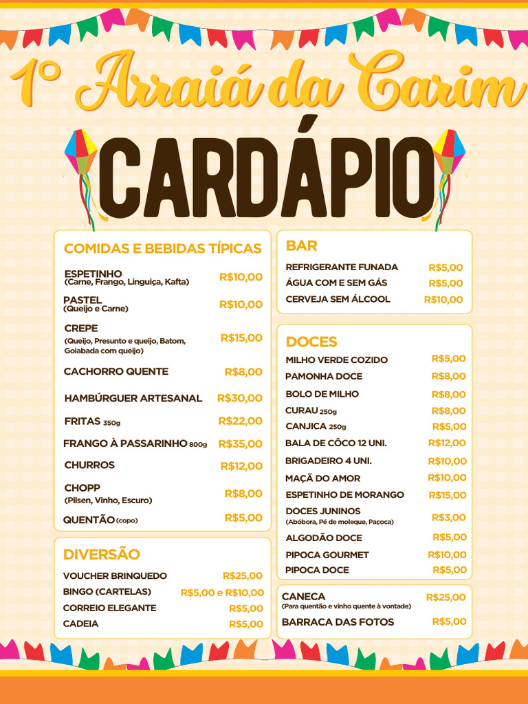 Cardápio Carim | PDF