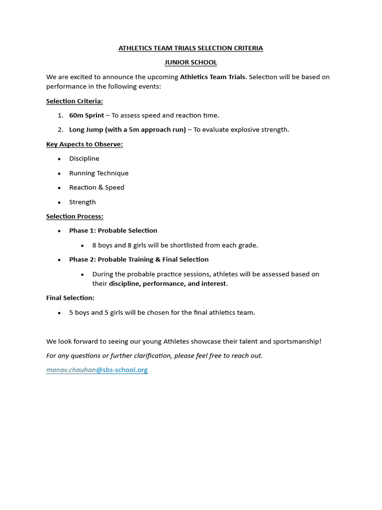 JS Team Selection Criteria For All Sports - 2025-261 | PDF | Swimming ...
