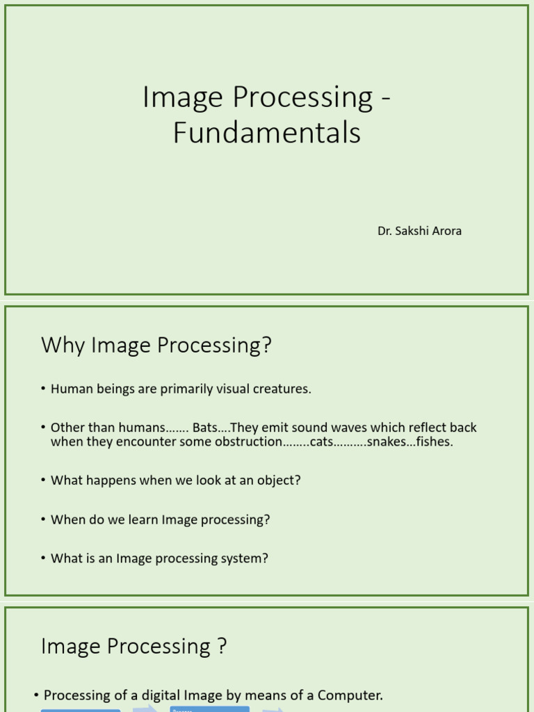 Lect 1 Image Processing Fundamentals | PDF | Computer Vision | Image Segmentation