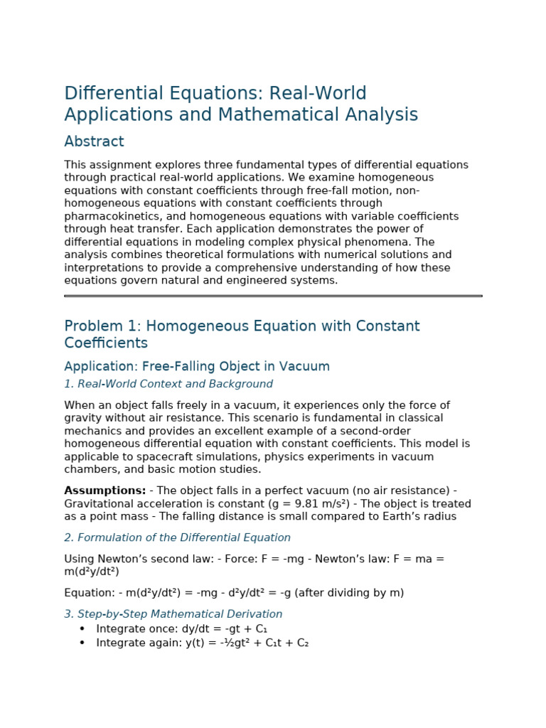 Differential Equations Analysis | PDF | Differential Equations | Equations