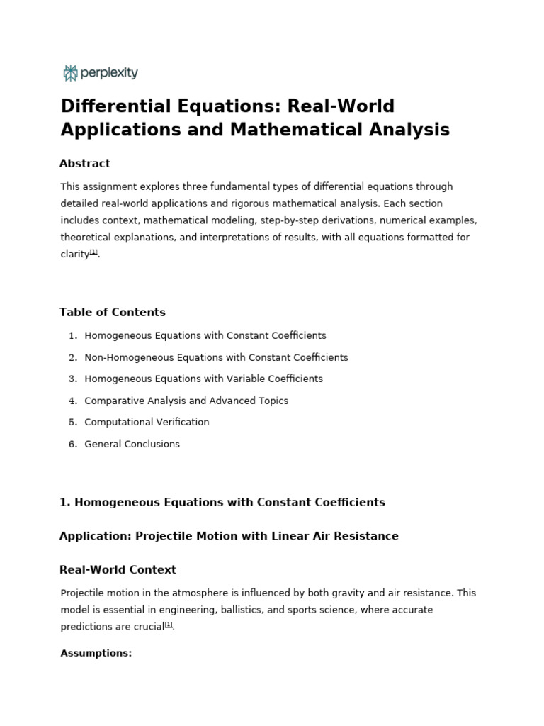 Differential Equations - Real-World Applications An | PDF | Stability ...