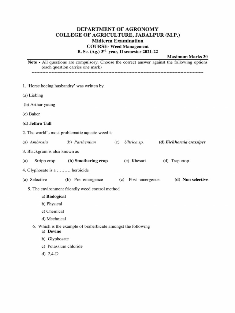 Mid Paper Weed Management | PDF