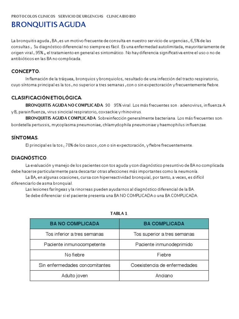 Guia clínica bronquitis aguda | PDF | Tos | Bronquitis