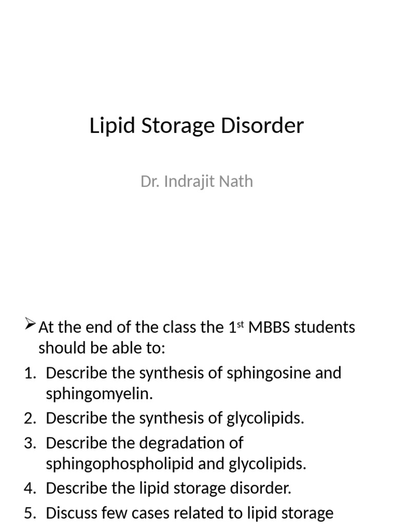 Lipid Storage Disorder | PDF | Clinical Medicine | Medical Specialties