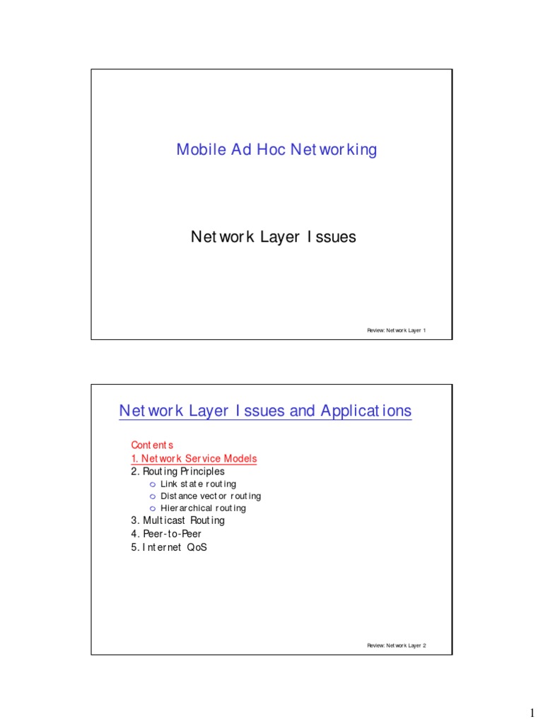 Mobile Ad Hoc Networking: Network Layer Issues | PDF | Multicast | Routing