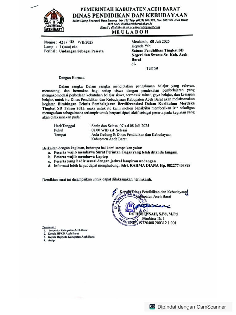 Undangan Peserta Tingkat SD | PDF