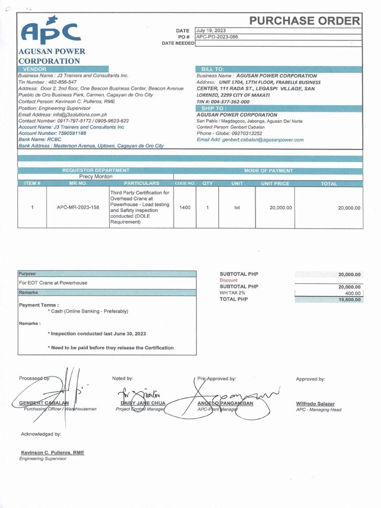 APC-PO-2023-086 J3 Trainers and Consultants Inc | PDF