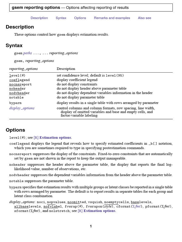 Sem Gse M Reporting Options | PDF | Variable (Mathematics ...