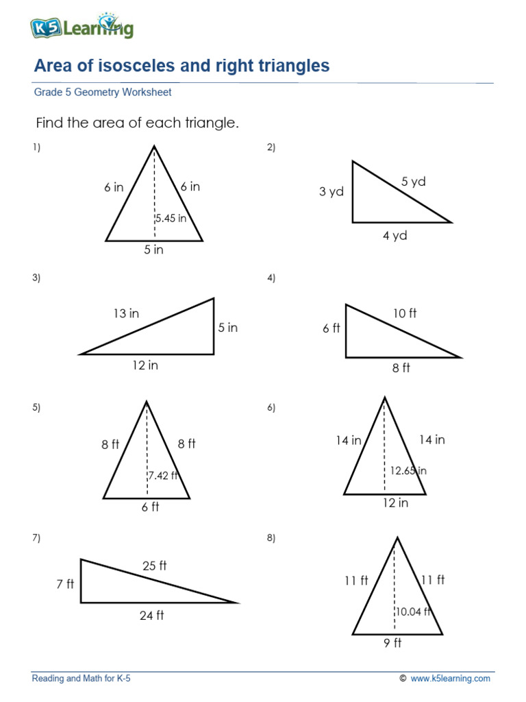 Grade 5 Triangle Area Worksheet | PDF