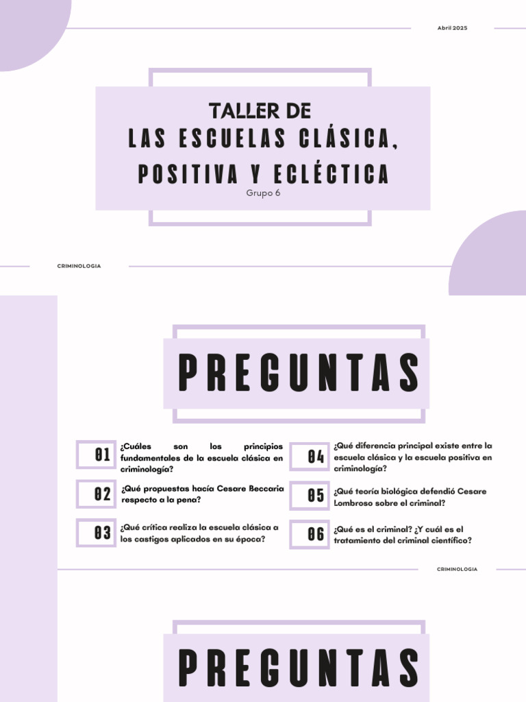 Criminología: Escuelas Clásica, Positiva y Ecléctica | PDF ...
