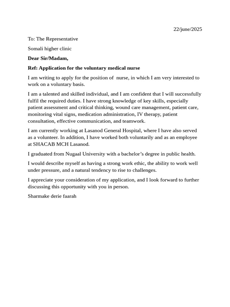 Cover Latter at SHC | PDF