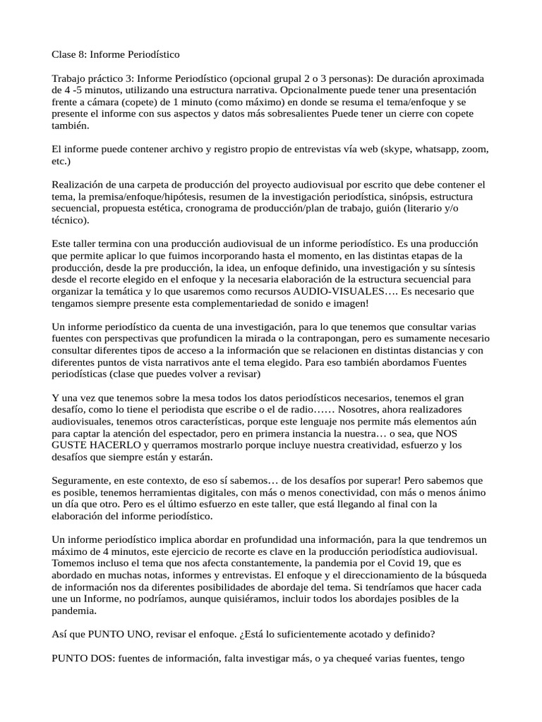 Informe Periodístico | PDF | Información | Infografia