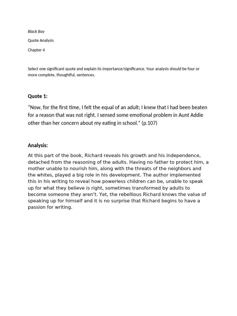 Black Boy Quote Analysis2 1 | PDF