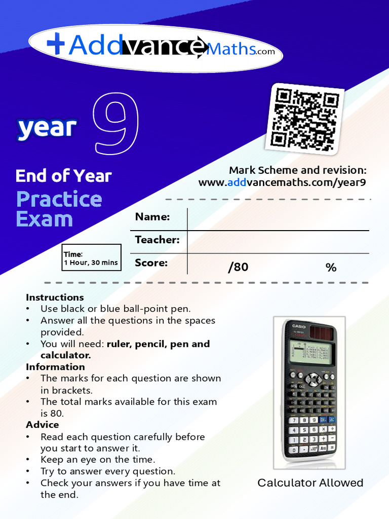 End of Year 9 Practice Exam 2 | PDF | Density | Mathematics