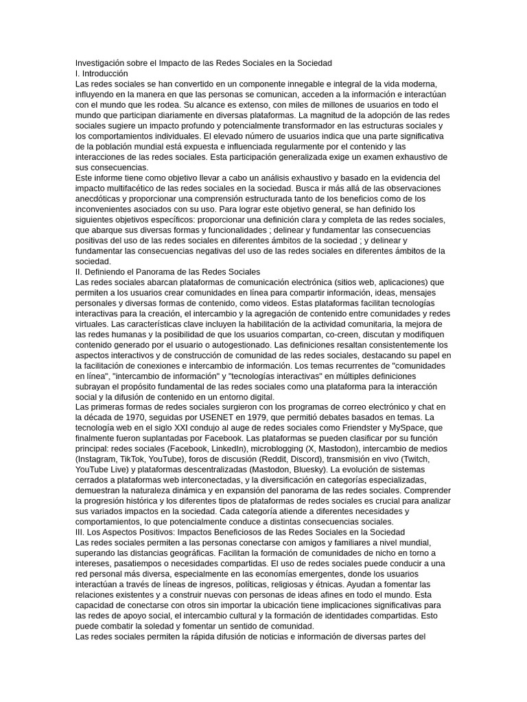 Impacto de las Redes Sociales en la Sociedad | PDF | Redes sociales ...