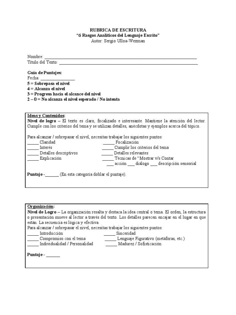 Rubrica de Escritura