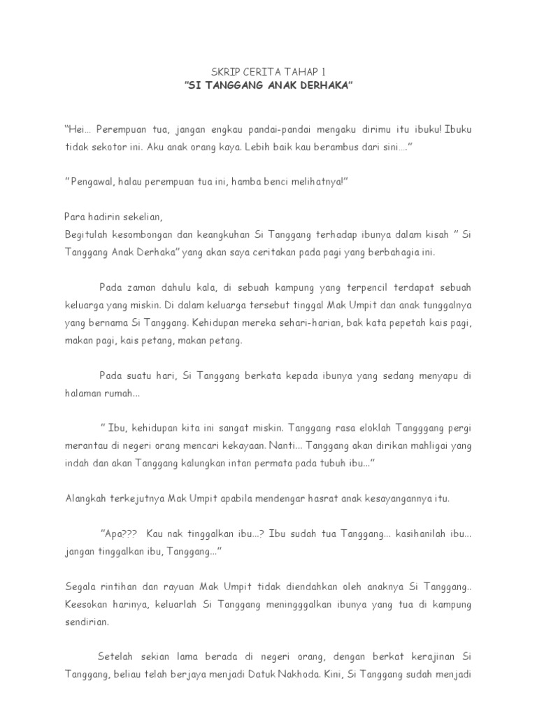 Skrip Cerita Tahap 1 | PDF