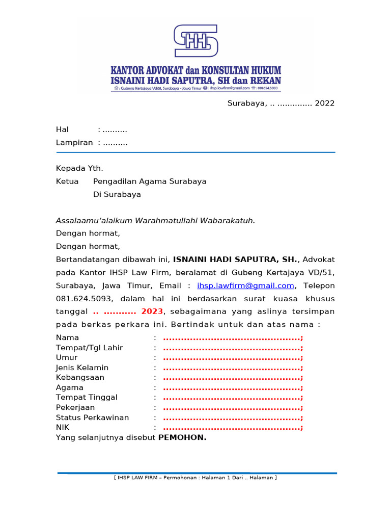 Ihsp Draft - Permohonan Waris | PDF