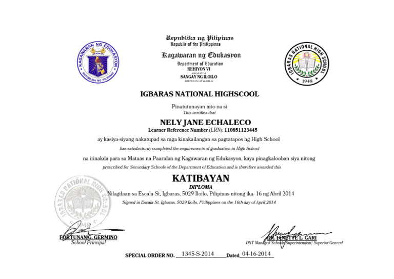 High School Graduation Certificate | PDF