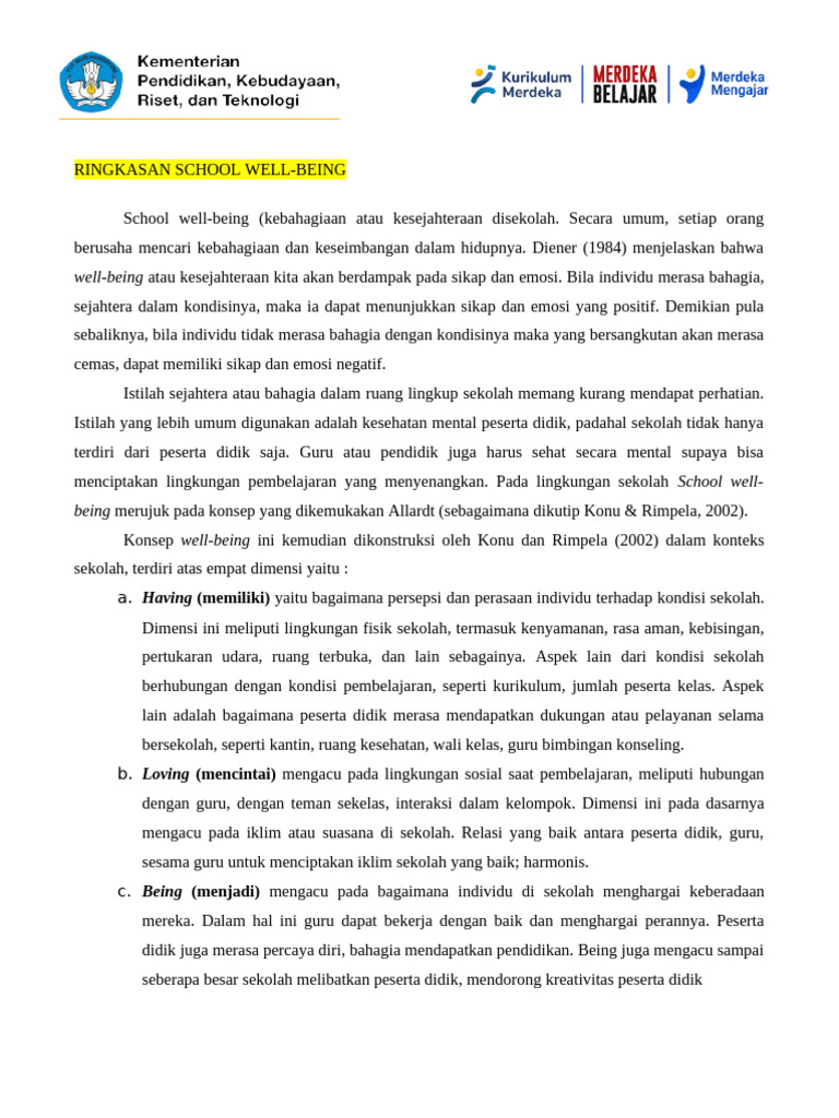 School Well Being | PDF