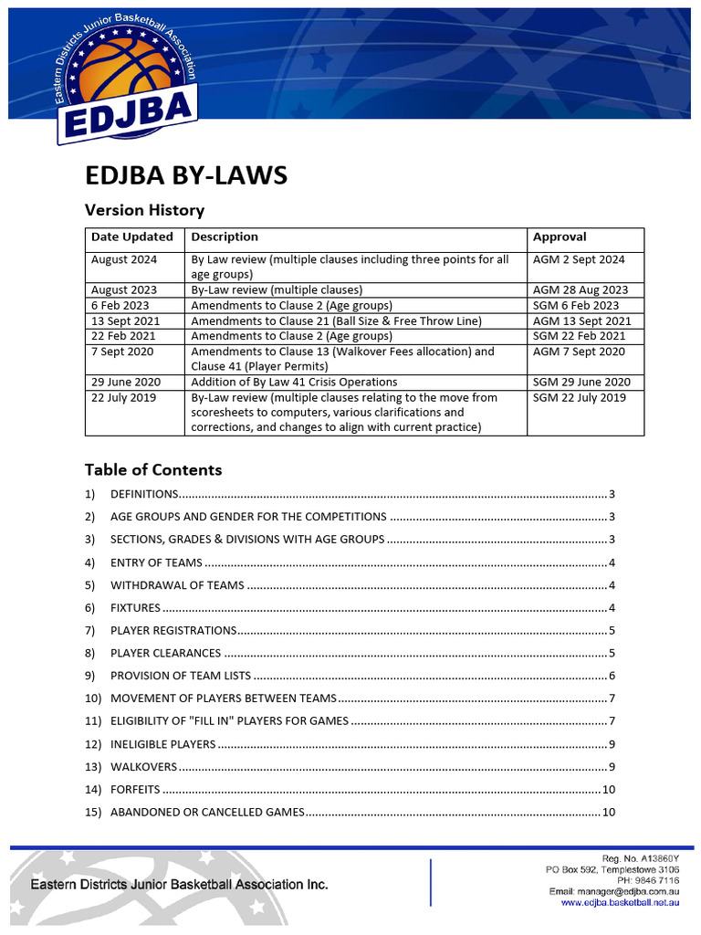 EDJBA BY LAWS Updated August 2024 | PDF | Braid | Nail (Anatomy)