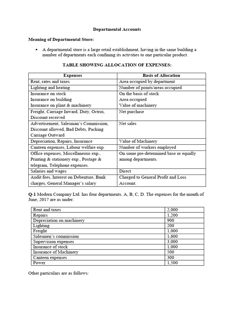 Departmental Accounting Overview | PDF | Debits And Credits | Expense