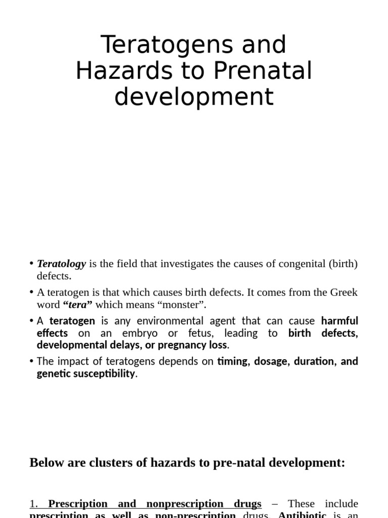 Teratogens and Prenatal Development Risks | PDF | Prenatal Development ...