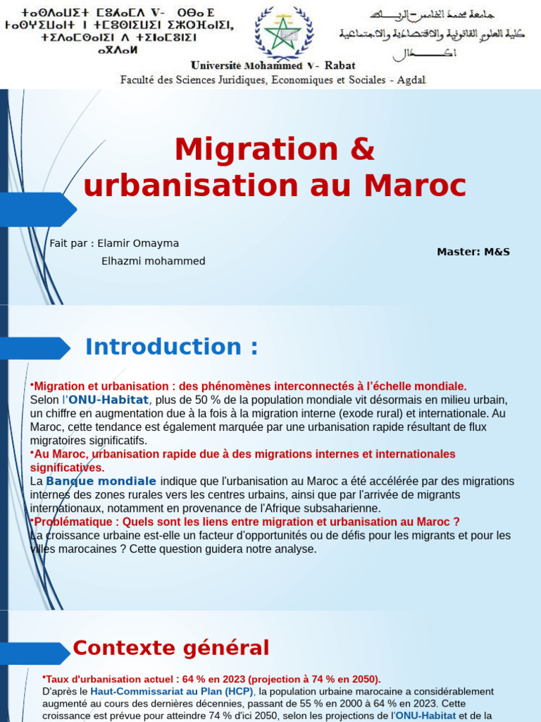 Migration & Urbanisation | PDF | Migration humaine | Urbanisation