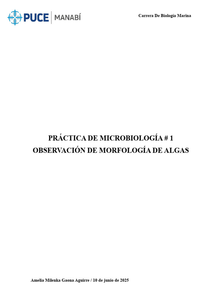 Práctica de Microbiología #1 - Algas | PDF | Algas | Biología