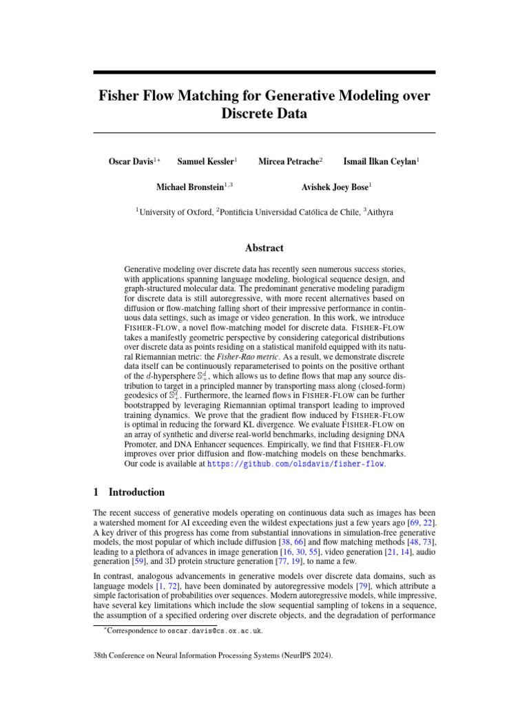 Fisher Flow Matching for Discrete Data | PDF | Manifold | Probability ...
