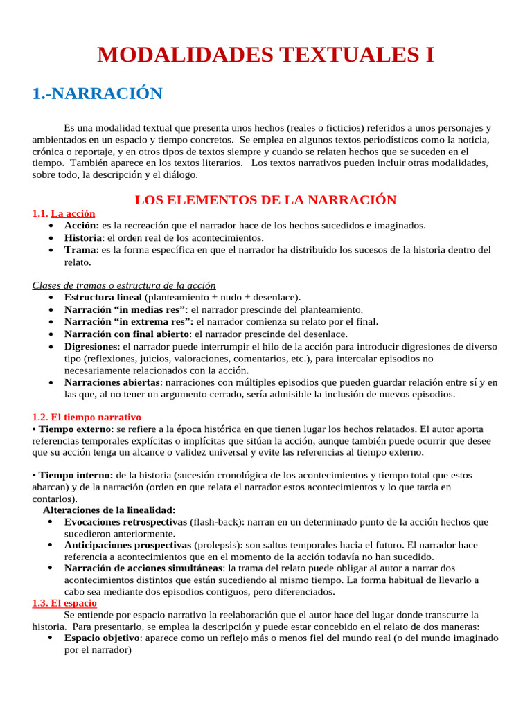 Modalidades Textuales 1 | PDF | Narración | Lingüística