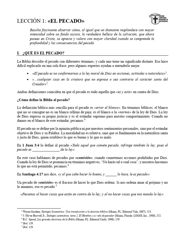 LECCIÓN 1 El Pecado Ok | PDF | Pecado | Epístola a los romanos